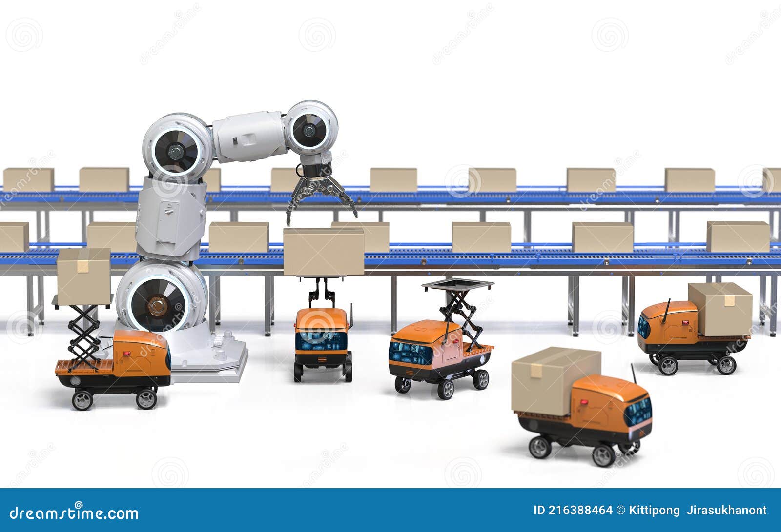 Delivery Robots Carry Boxes Stock Illustration - Illustration of ...