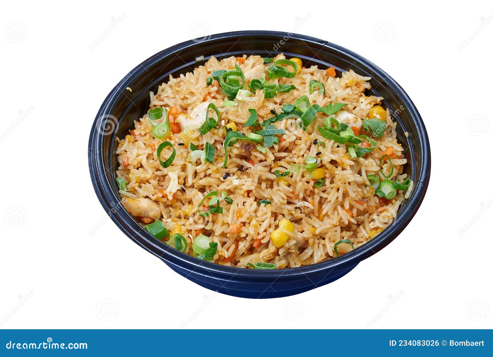 Delivery Round Box with Chicken and Rice Stock Photo - Image of meal ...