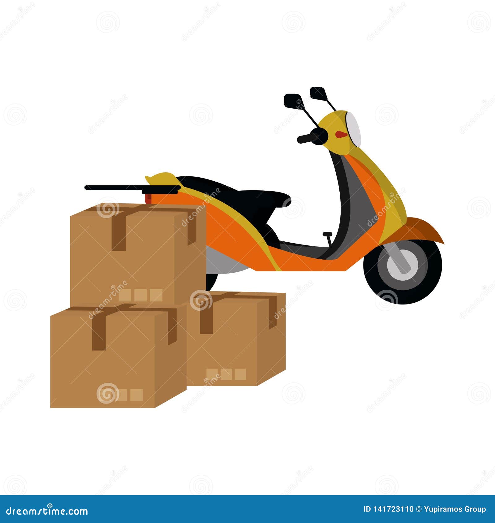 Delivery Scooter with Boxes Stock Vector - Illustration of lights ...