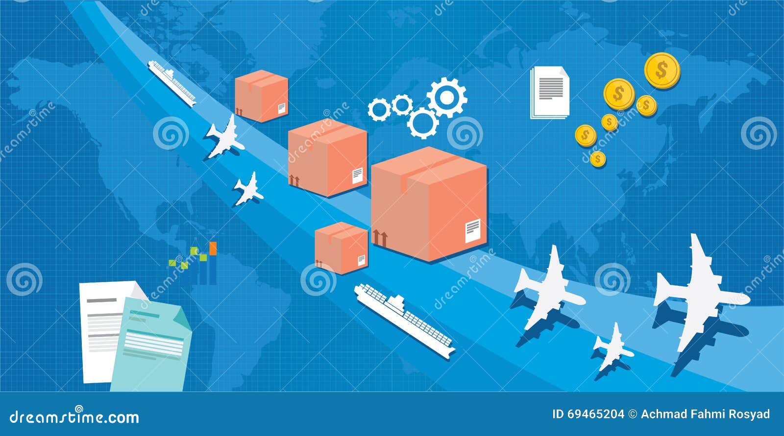 Delivery Service Across the World Stock Vector - Illustration of ...