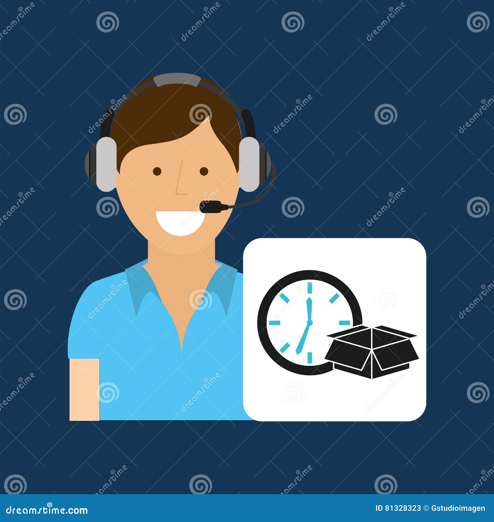 Delivery Service Concept Call Center Clock Package Stock Vector ...