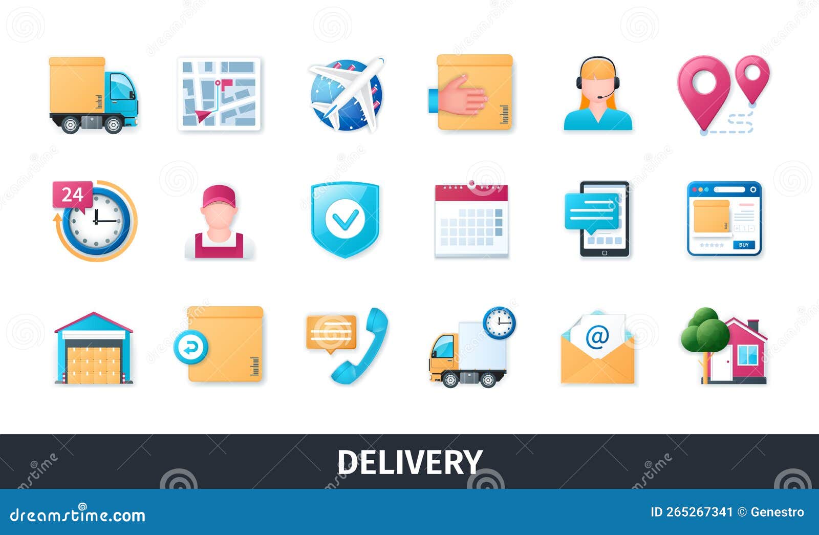 Delivery Service 3d Vector Icon Set Stock Illustration - Illustration ...