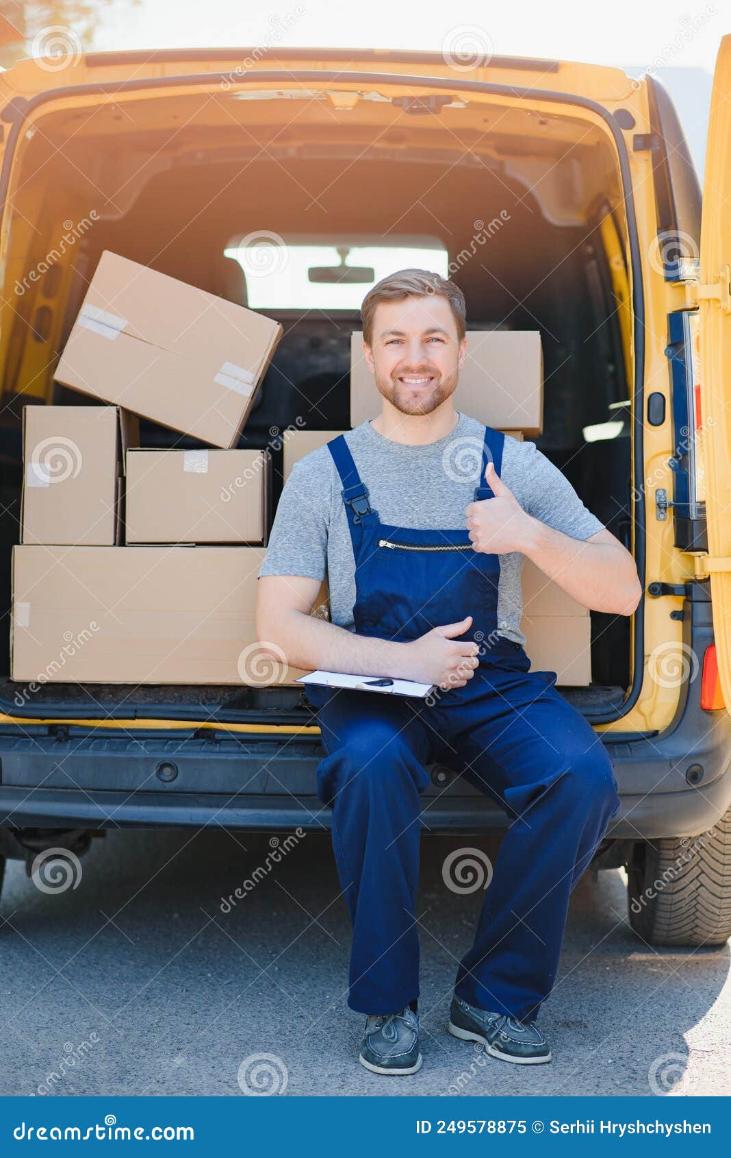 Delivery Service Employee. Portrait of Man Working in Delivery Service ... Delivery Service Employee. Portrait of Man Working in Delivery Service ...