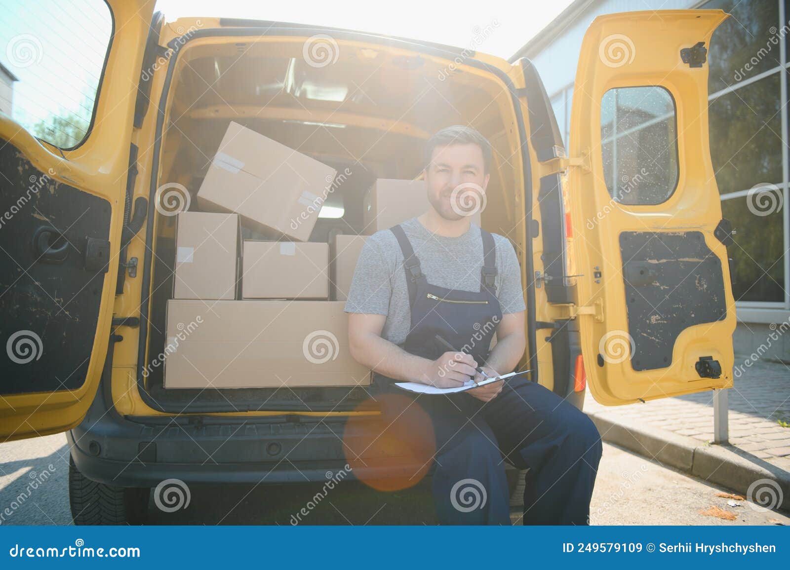 Delivery Service Employee. Portrait of Man Working in Delivery Service ... Delivery Service Employee. Portrait of Man Working in Delivery Service ...