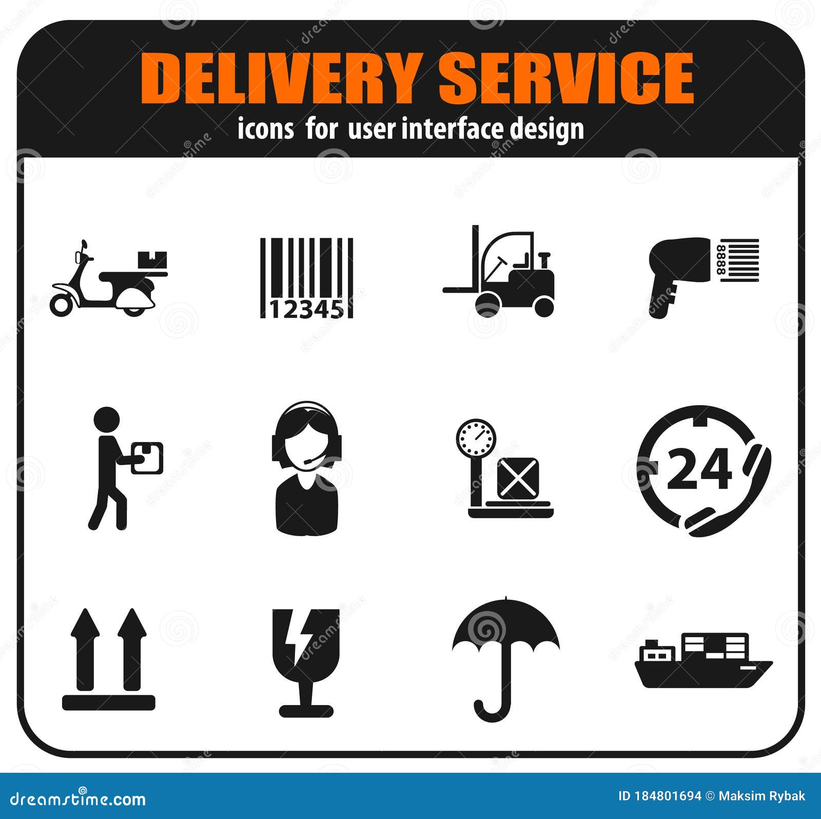Delivery service icon set stock illustration. Illustration of transport ...