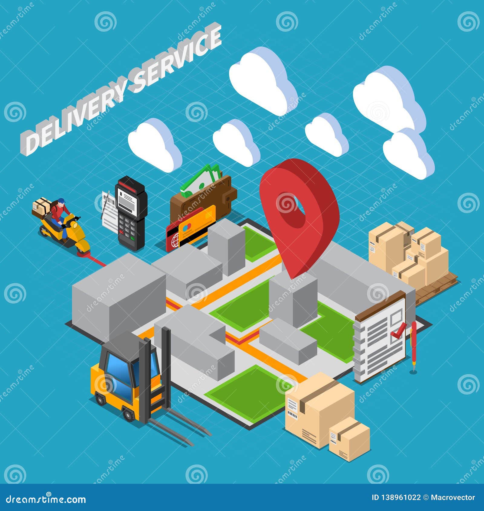 Delivery Service Isometric Composition Stock Vector - Illustration of background, banner: 138961022