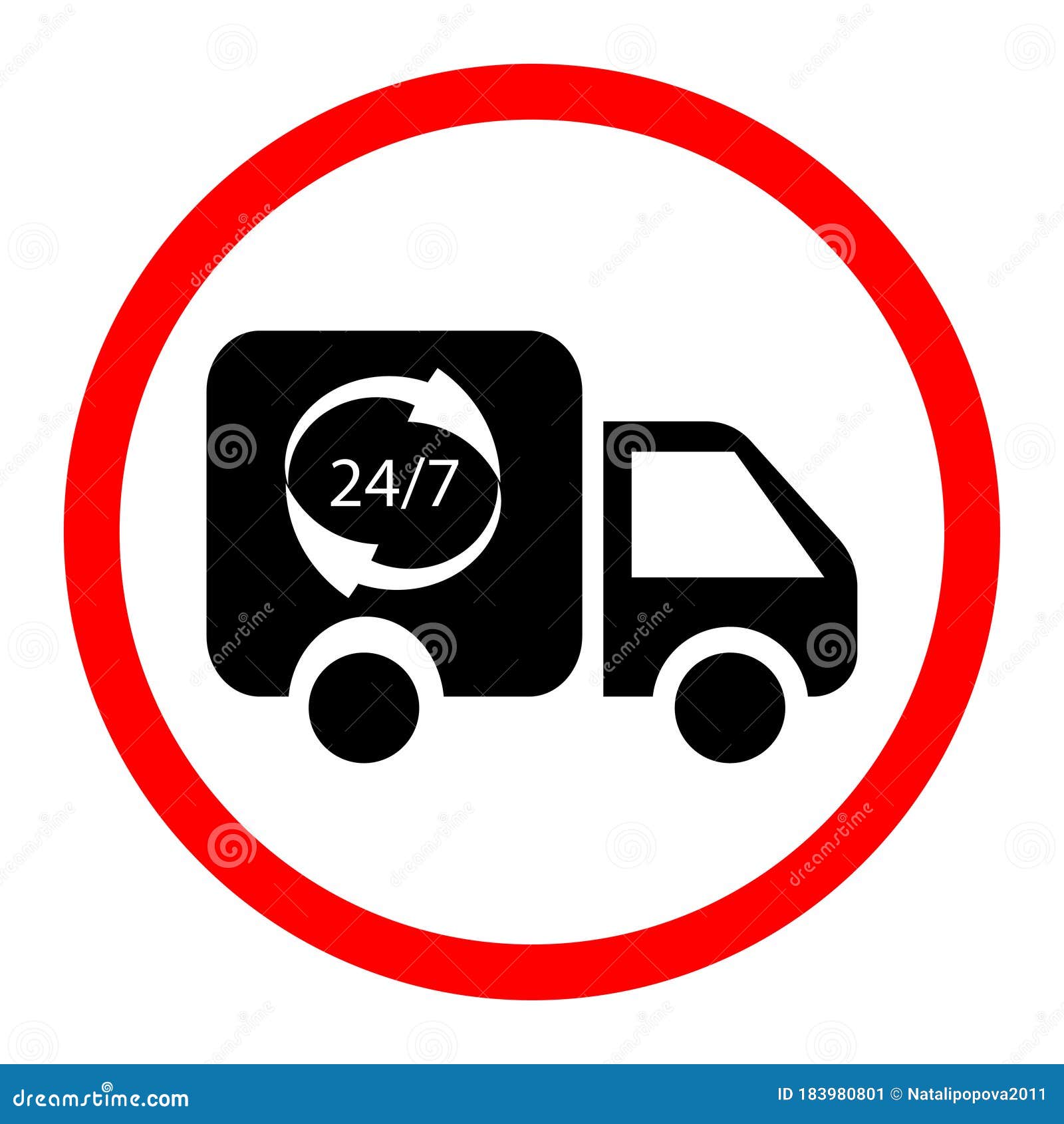 24/7 Delivery Service, Logistic Trucking Icon Template Flat Design ...