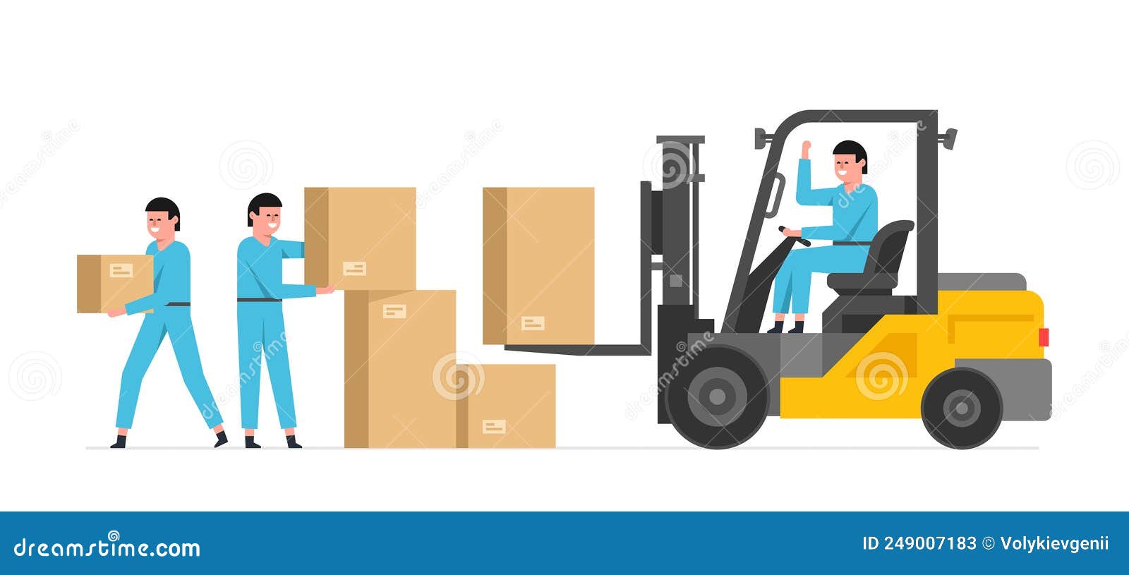 3D Workers Unloading Boxes From A Truck Stock Photography ...