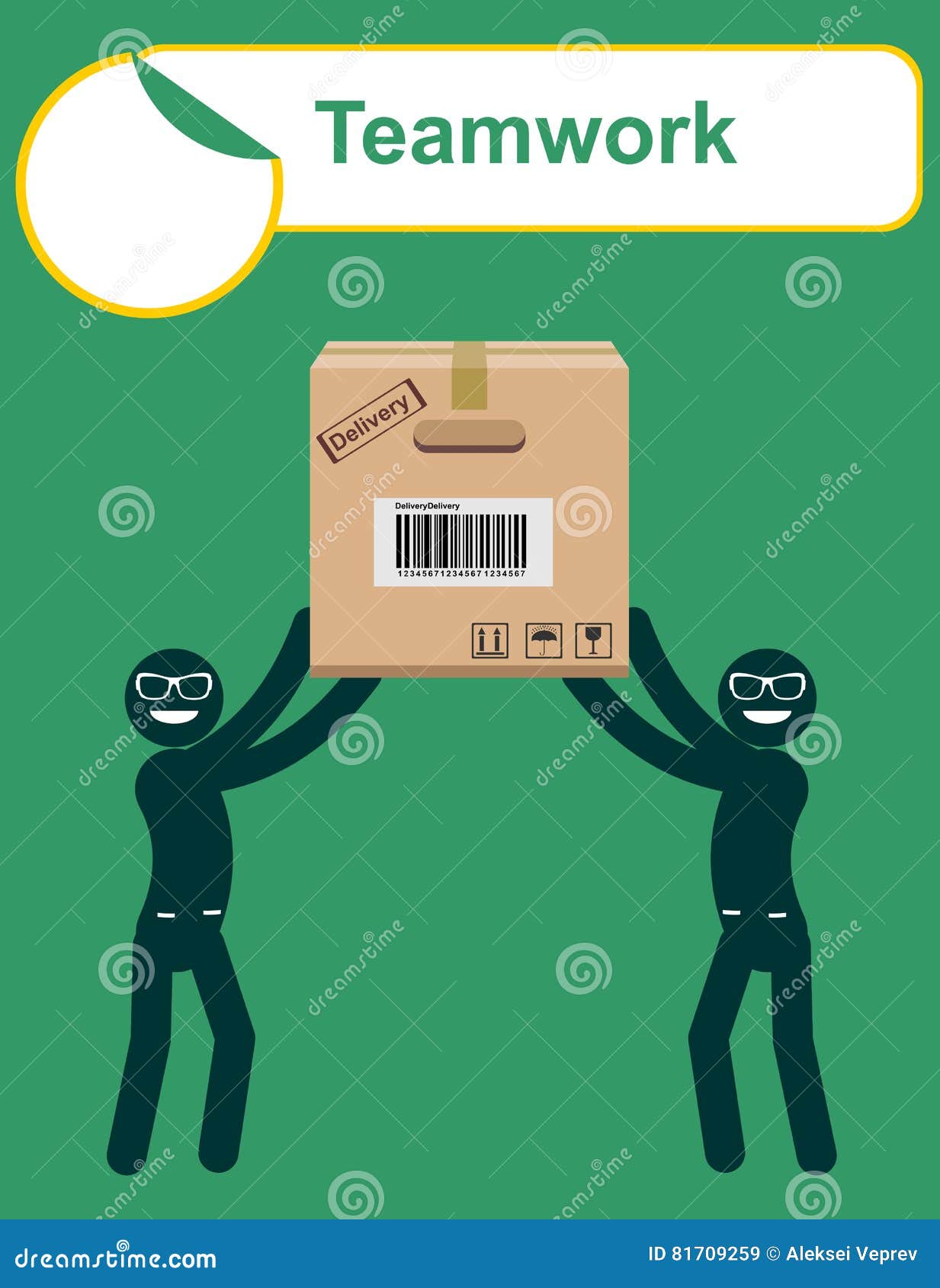 Delivery Service Man with Box Vector. Teamwork Stock Vector ...