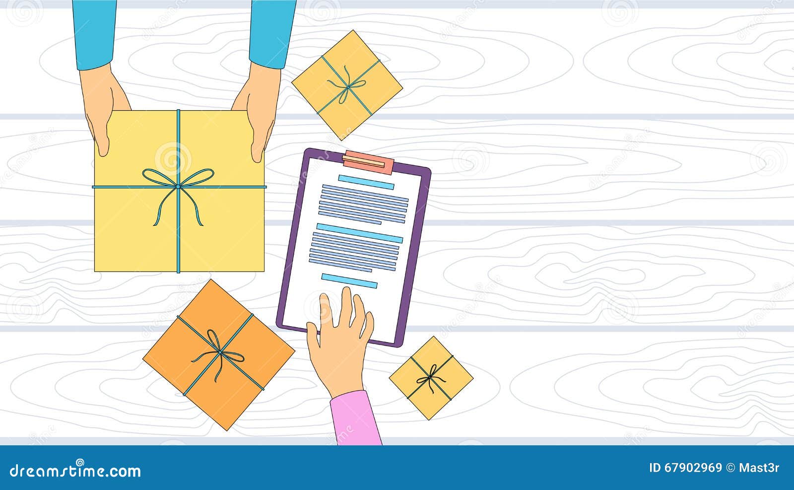 Delivery Service Package Box Receiving Courier Hands Customer Sign Up ...