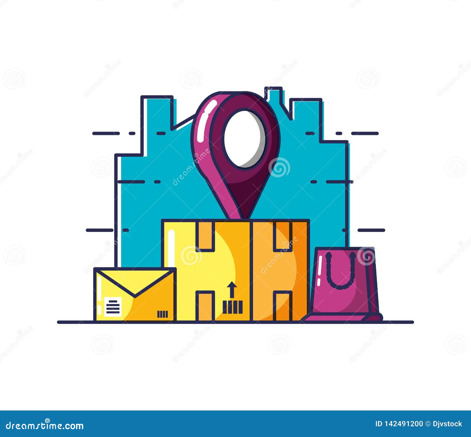 Delivery Service Packing Box and Icons Stock Vector - Illustration of ...