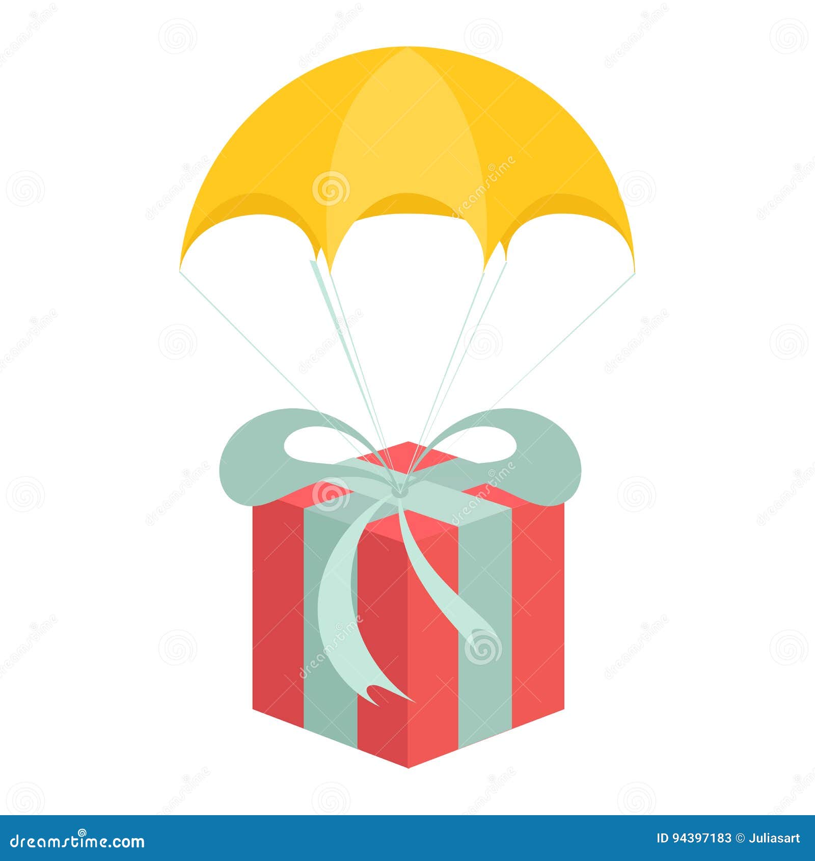 Delivery Service. Parachute with Parcel, Gift in the Sky. Holidays ...