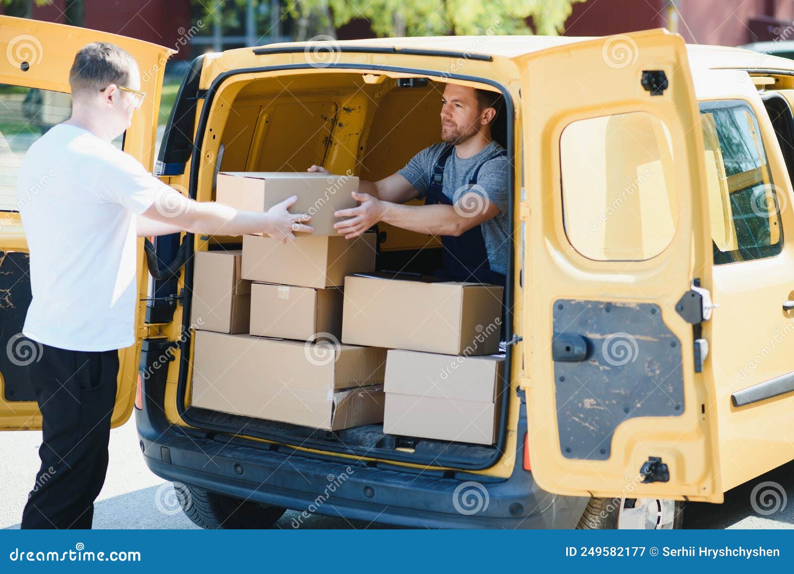 Delivery Service Send To Customer Receiving Package. Stock Image ...