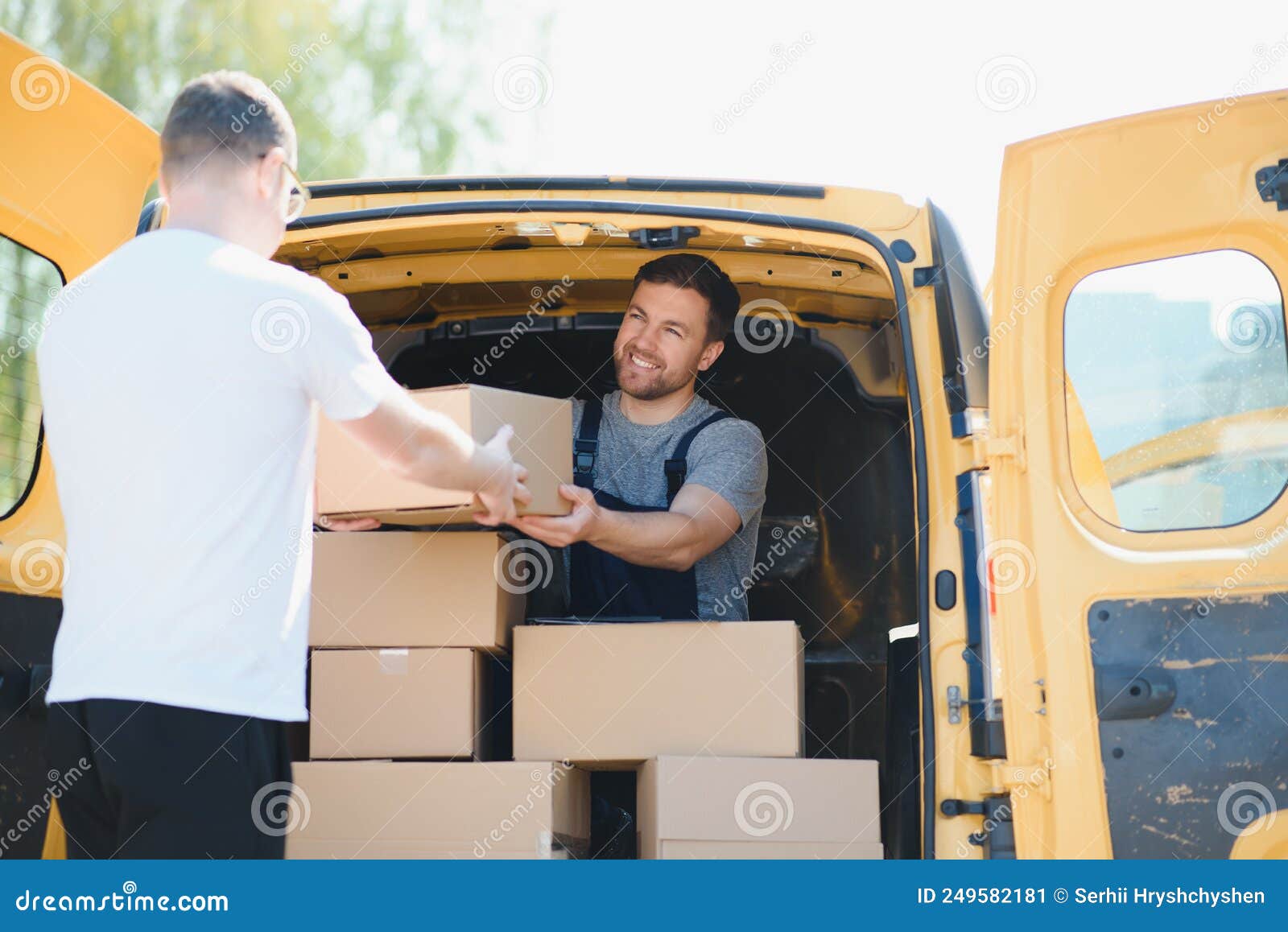 Delivery Service Send To Customer Receiving Package. Stock Image ...