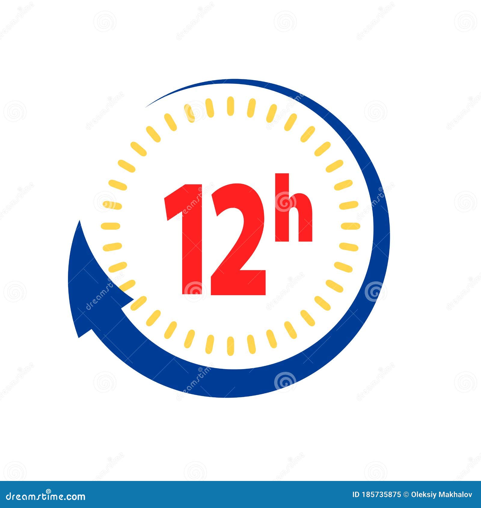 Delivery Service Time Icon Clock Arrow 12 Hours for Design, Stock ...