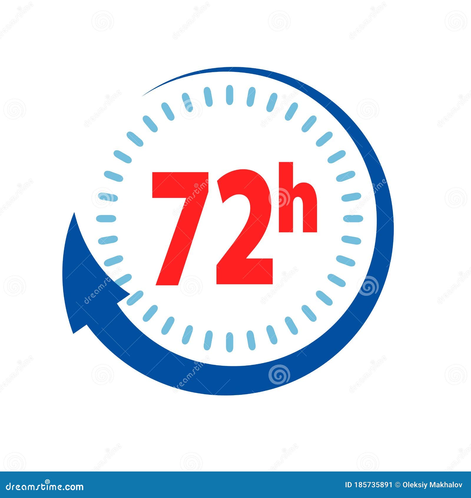 Delivery Service Time Icon Clock Arrow 72 Hours for Design, Stock ...