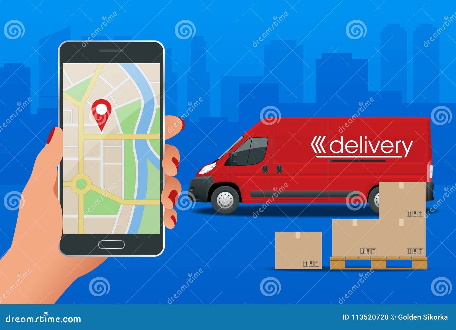 Delivery Service Via Modern Technology. Tracking System. Mobile App ...
