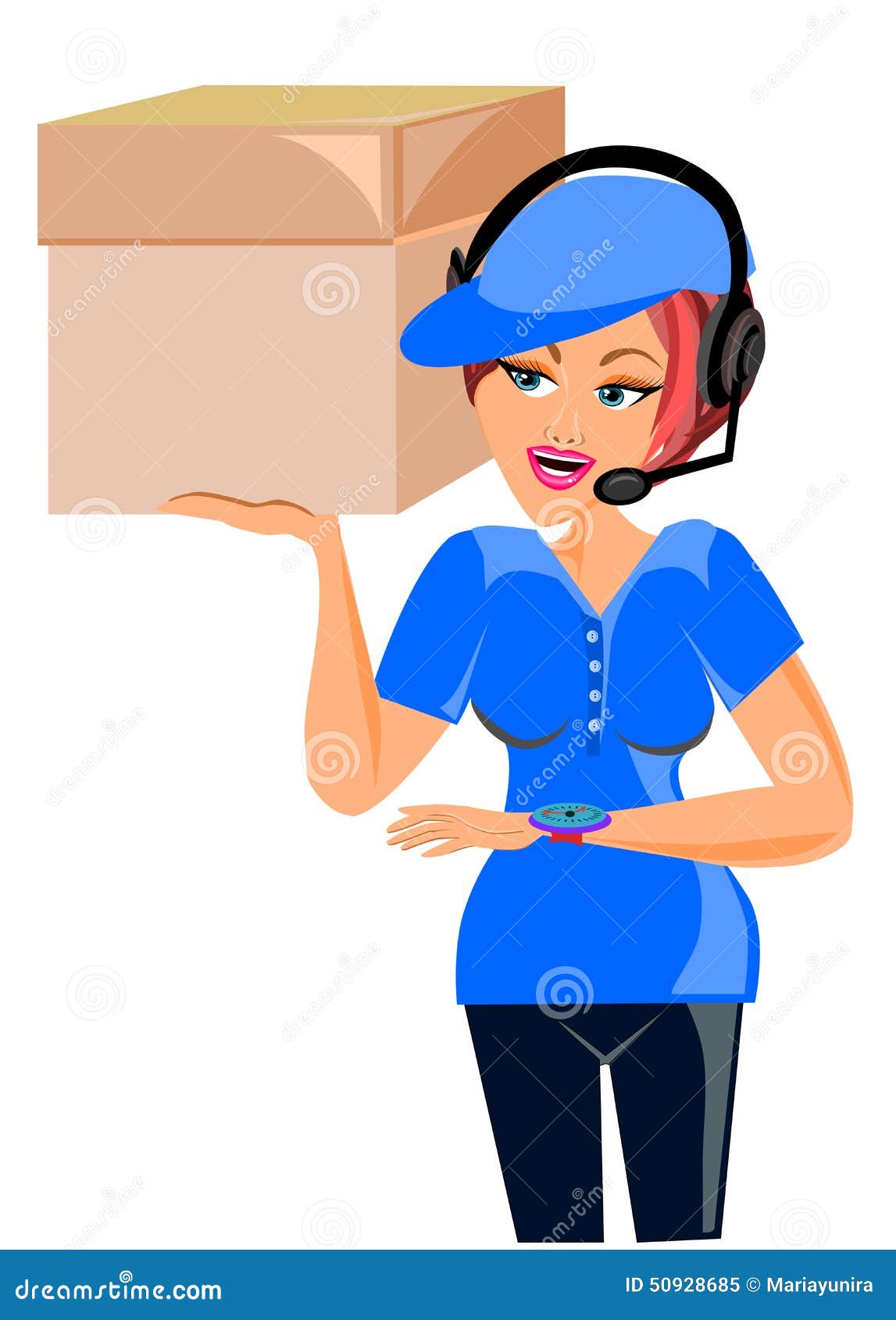 Delivery Woman in Blue Uniform Stock Vector - Illustration of blue ...