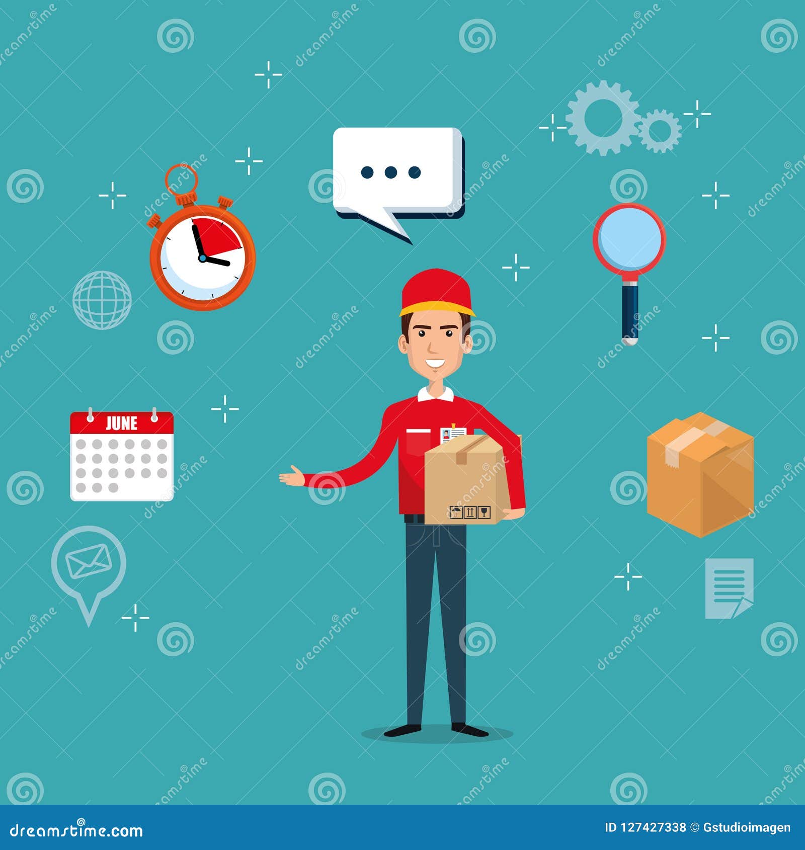 Delivery Service Worker Character Stock Vector - Illustration of search ...