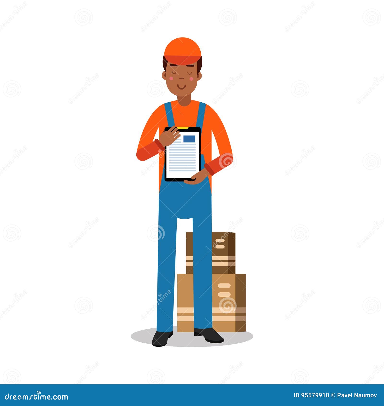 Delivery Service Worker Delivering Boxes and Documents, Courier in ...