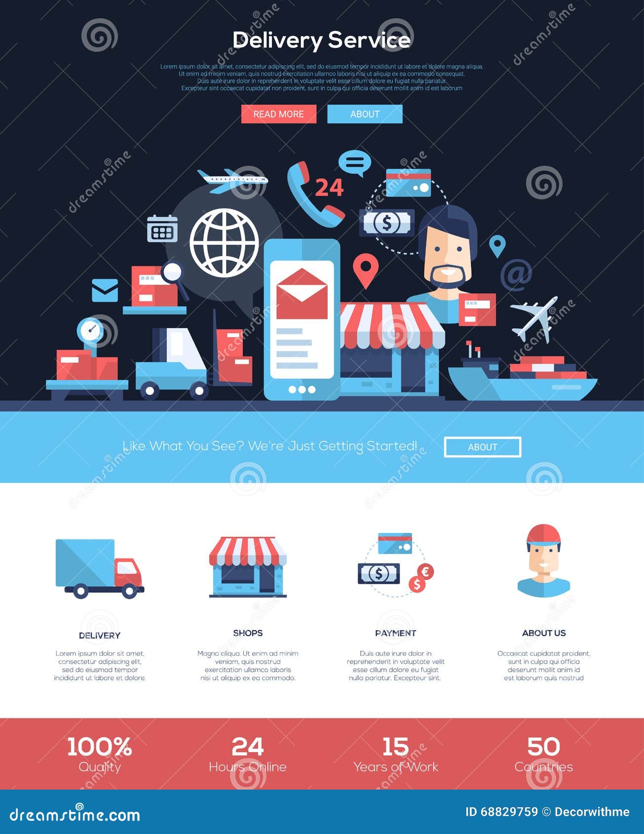 Delivery Services Website Header Banner with Webdesign Elements Stock ...