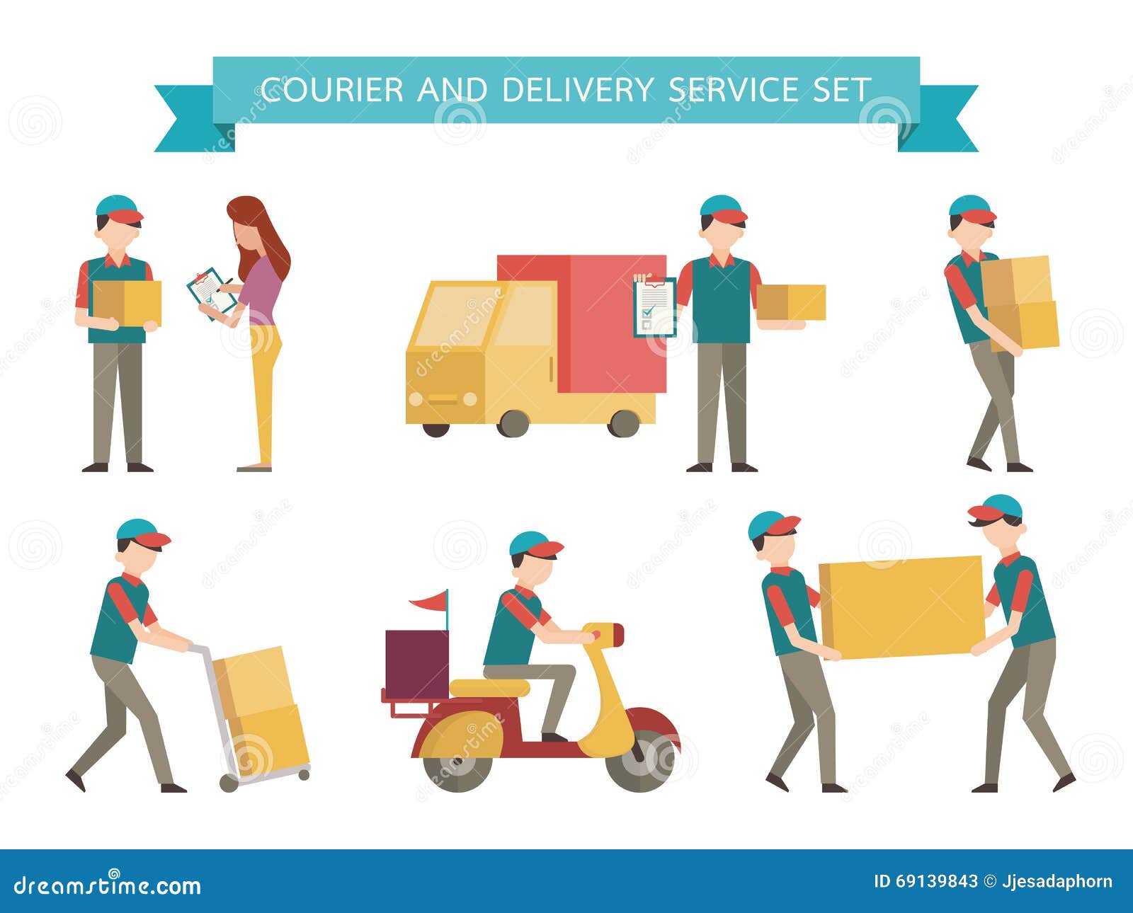 Delivery set stock vector. Illustration of service, carrying - 69139843