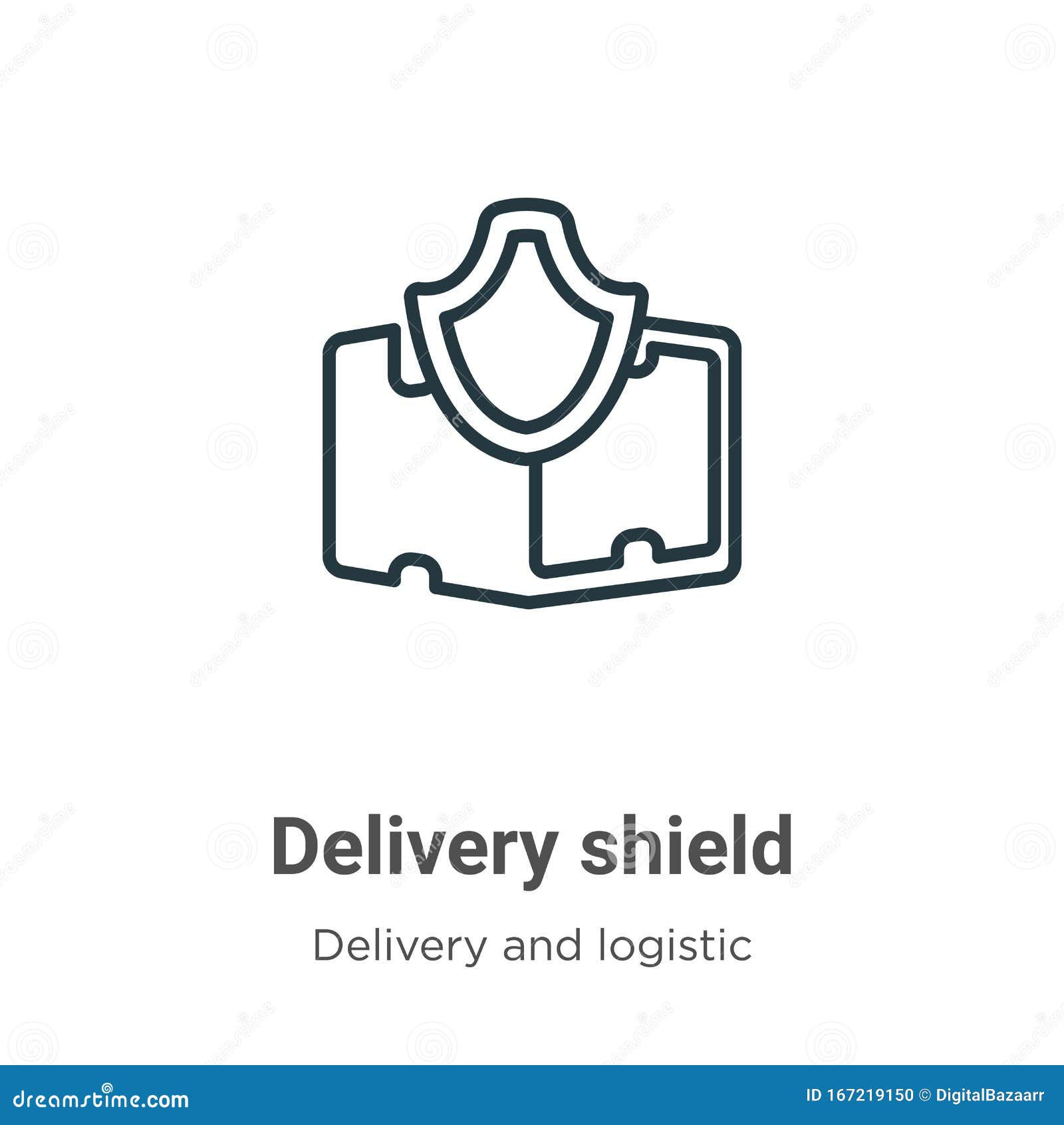 Delivery Shield Outline Vector Icon. Thin Line Black Delivery Shield ...