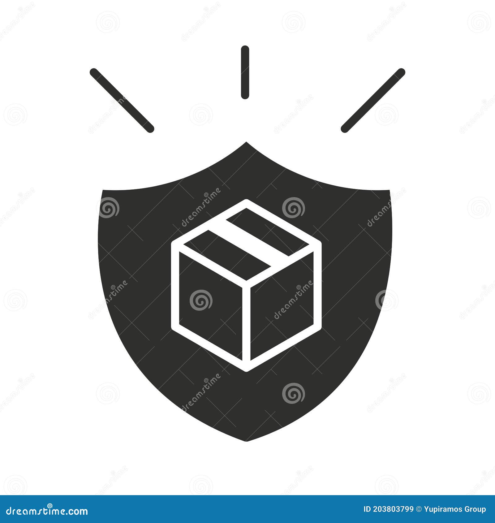 Delivery Shield Protection Cardboard Box Silhouette Icon Stock Vector ...