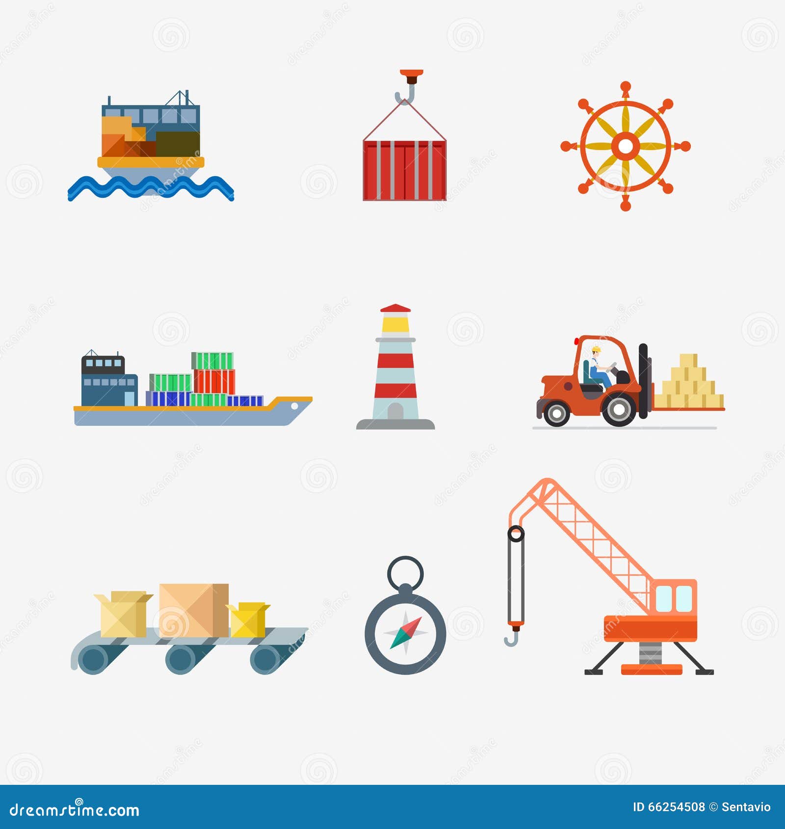 Delivery Shipment Transport Container Ship Crane Vector Icon Stock ...
