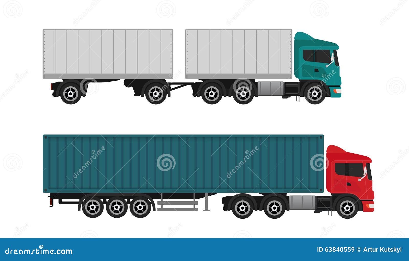Delivery Shipping Cargo Trucks and Semi-trucks on the White Background ...