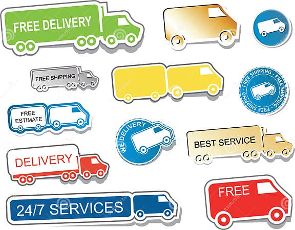 Delivery Sign Stickers stock vector. Illustration of yellow - 28804420