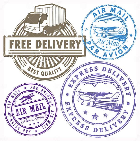 Delivery stamps set stock vector. Illustration of office - 25551270
