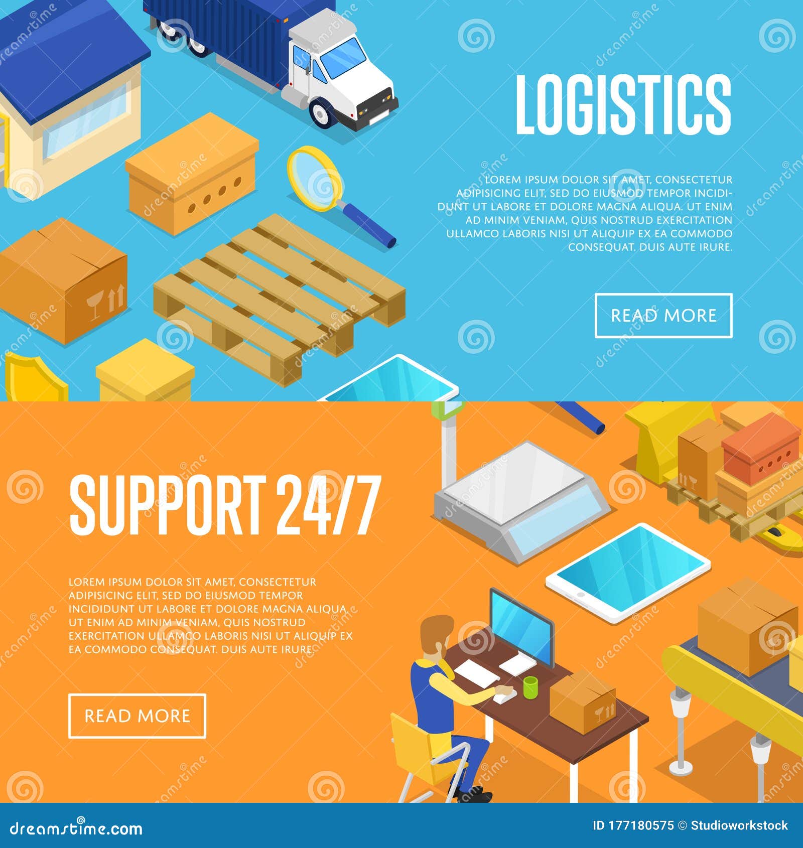 24/7 Delivery Support and Warehouse Logistics Set Stock Vector ...