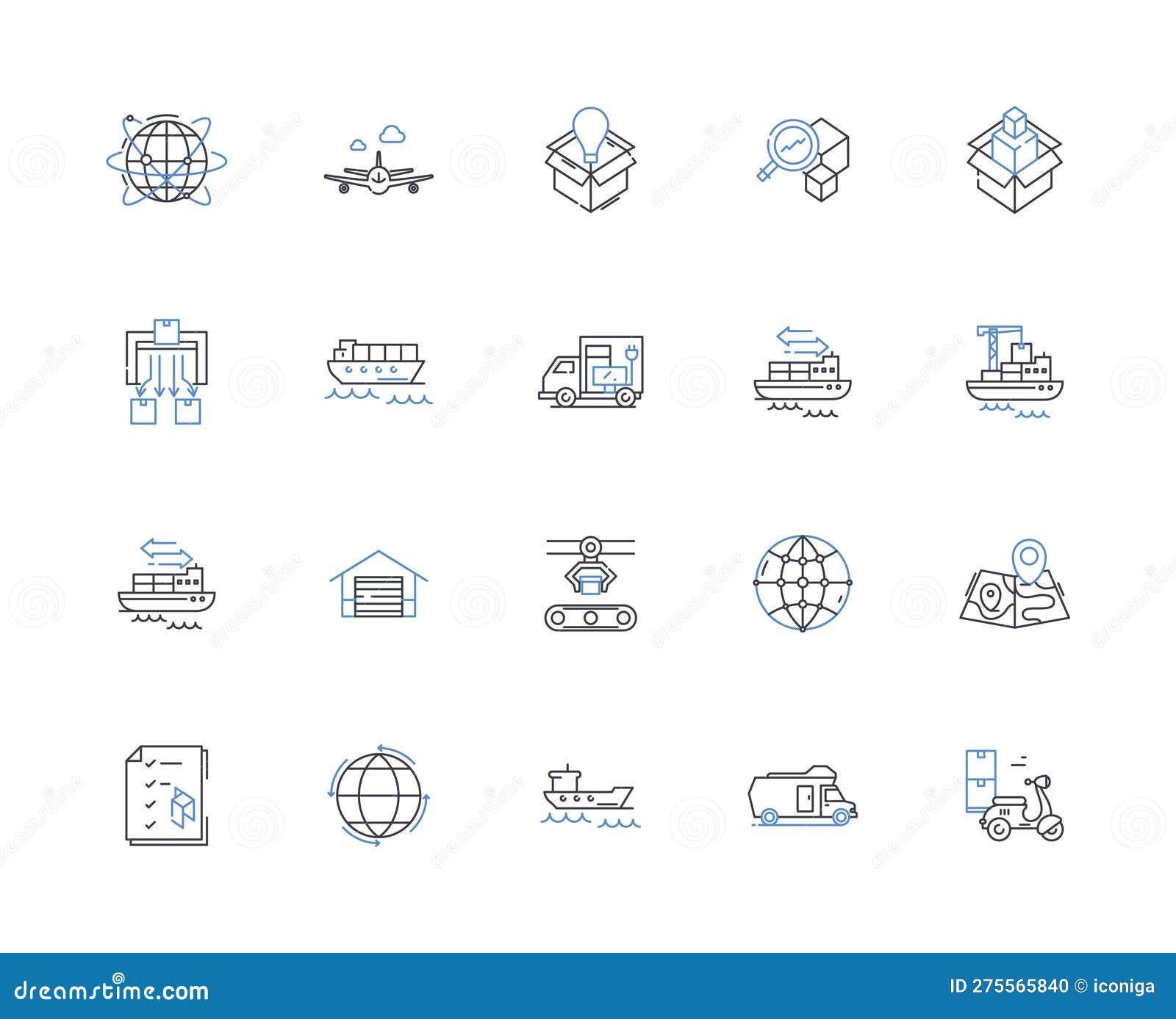 Delivery System Line Icons Collection. Dispatch, Logistics, Courier ...