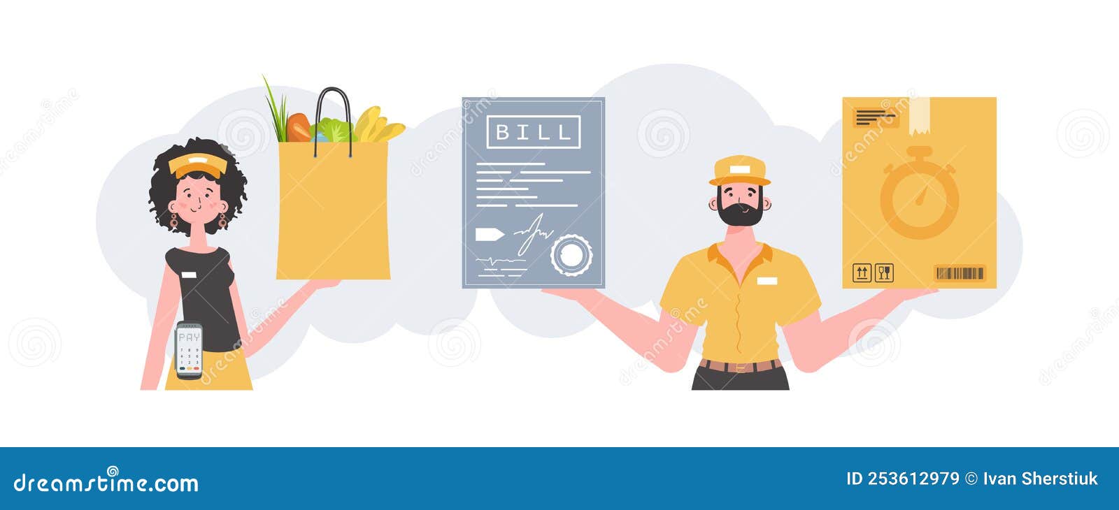 Delivery Team. Ready Made Poster on the Theme of Delivery. Trendy Flat ...