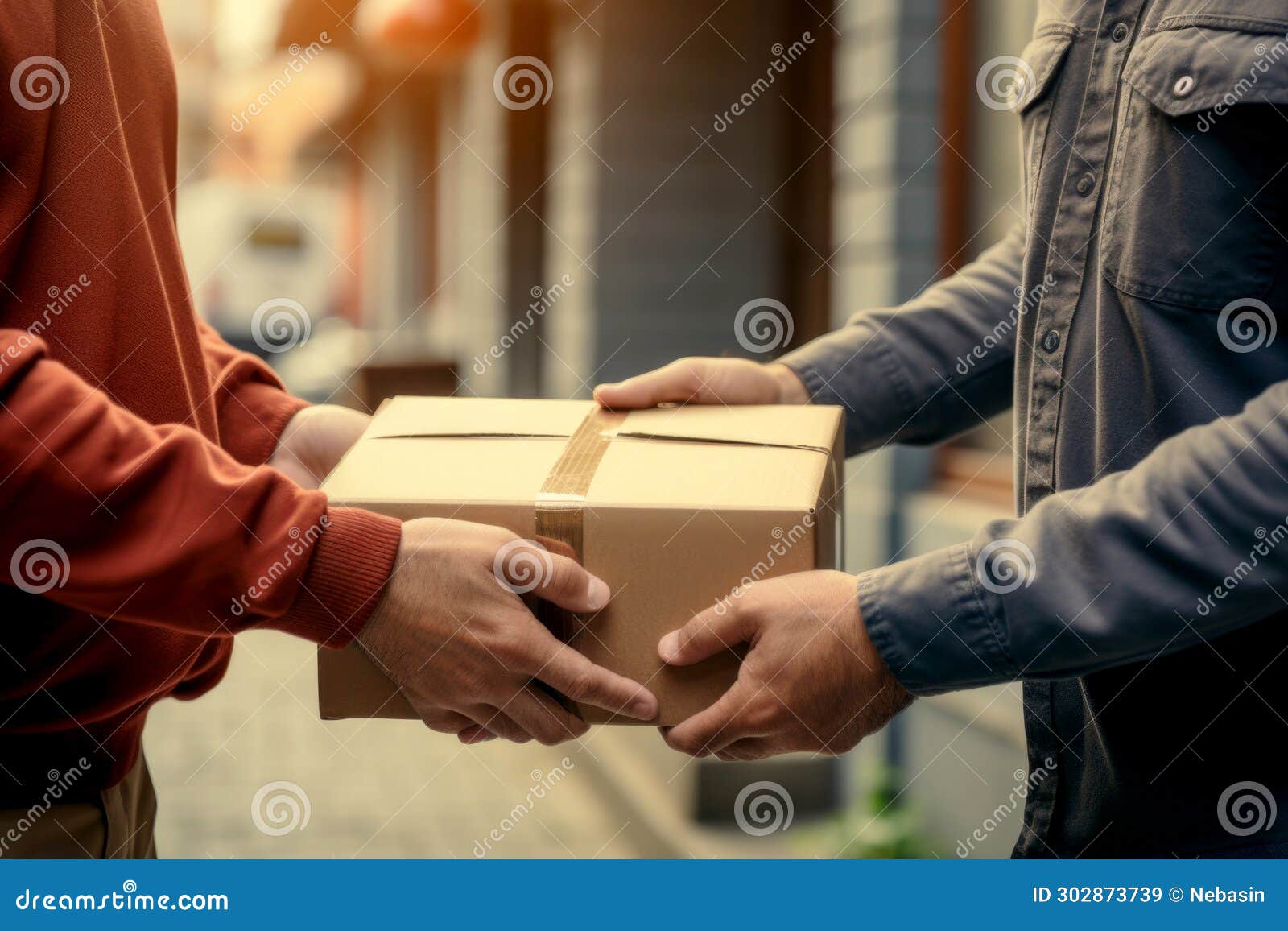 Delivery Teamwork: Postman& X27;s Hands Passing a Package To Another ...