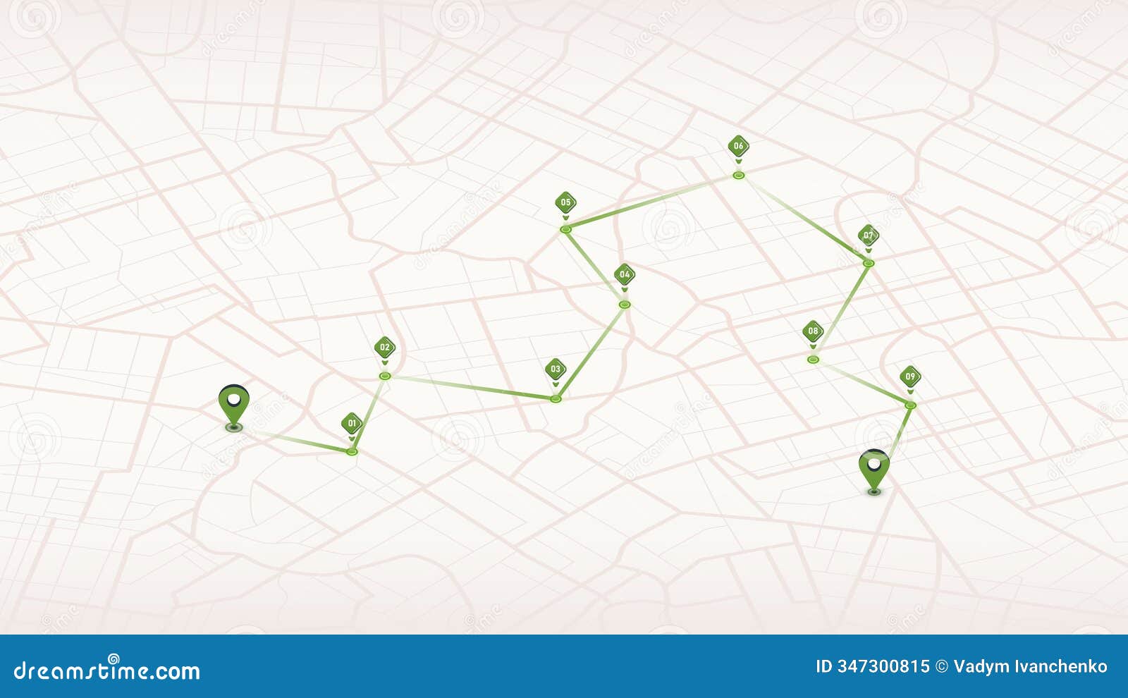 Multiple Markers Indicating Various Routes, Including The Shortest Path ...