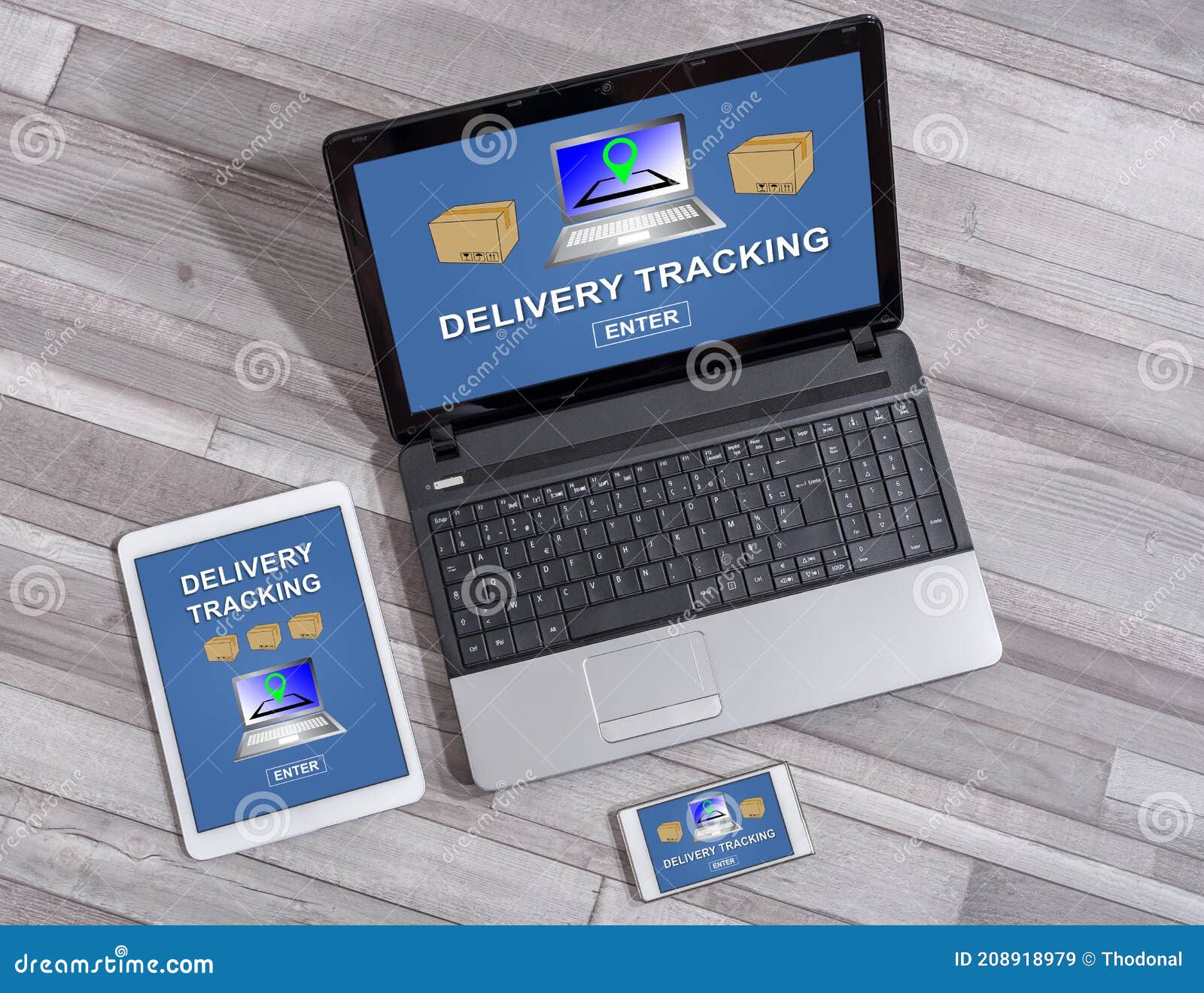 Delivery Tracking Concept on Different Devices Stock Image - Image of ...