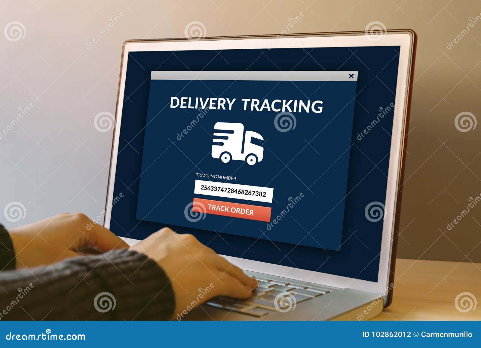 Delivery Tracking Concept on Laptop Computer Screen on Wooden Ta Stock ... Delivery Tracking Concept on Laptop Computer Screen on Wooden Ta Stock ...