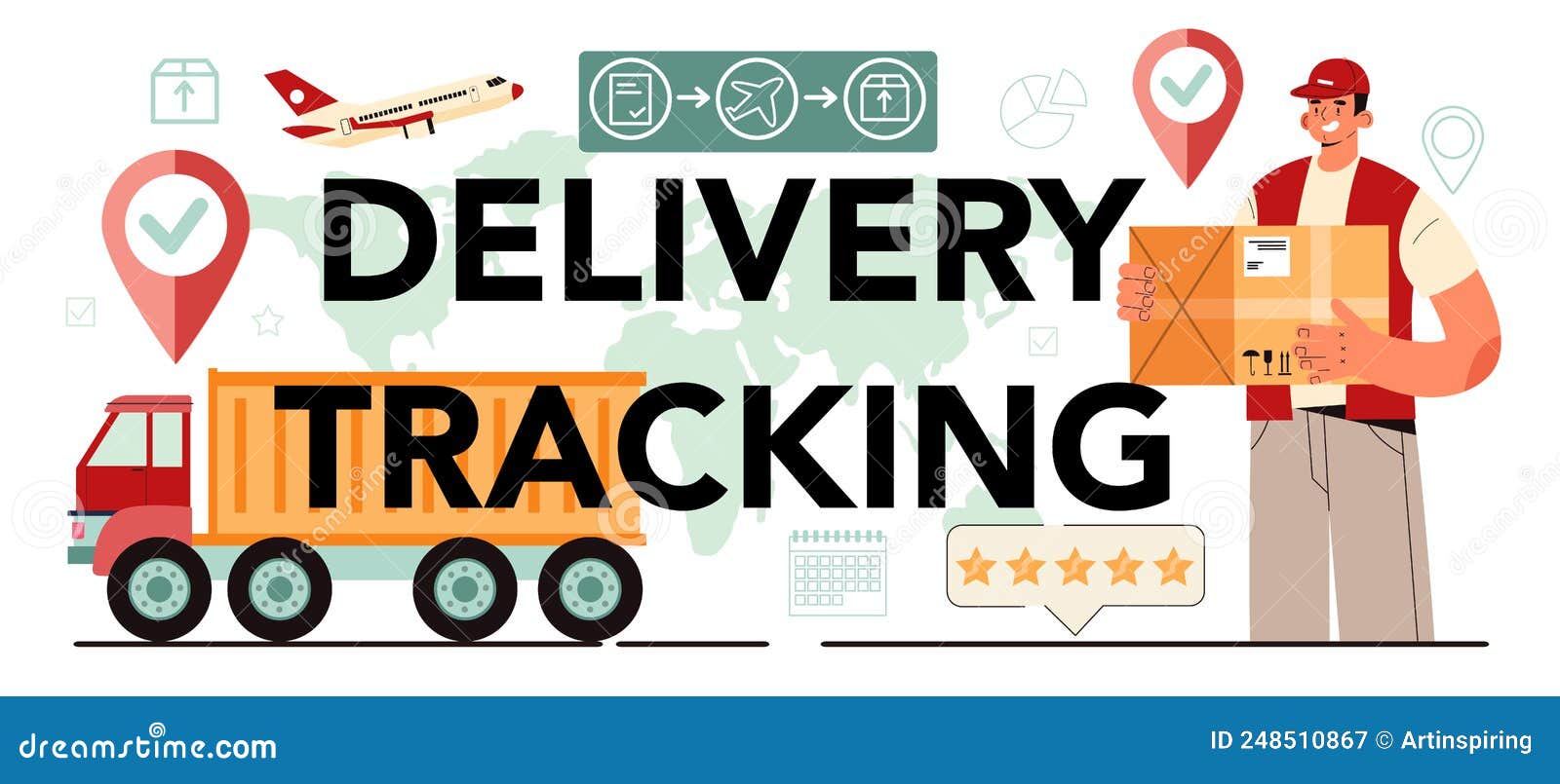 Delivery Tracking Typographic Header. Transportation and Distribution ...