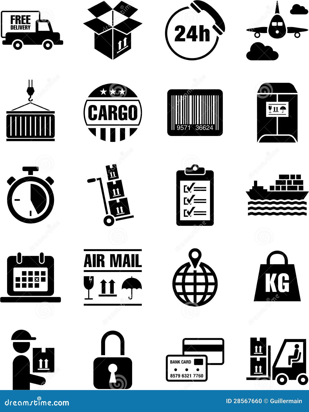 Delivery, Transport and Cargo Icons Stock Vector - Illustration of ...