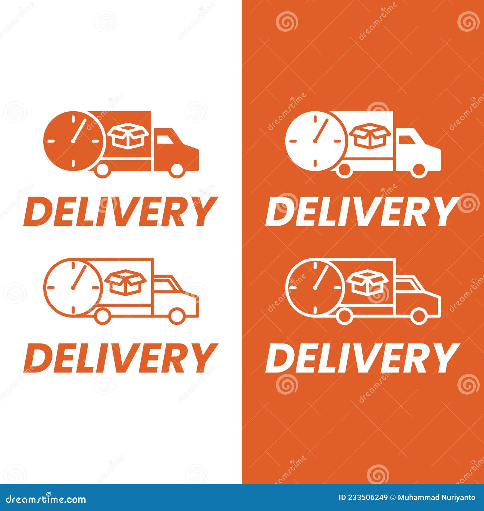 Delivery Truck with Clock Timer Logo Design Template Stock Vector ...