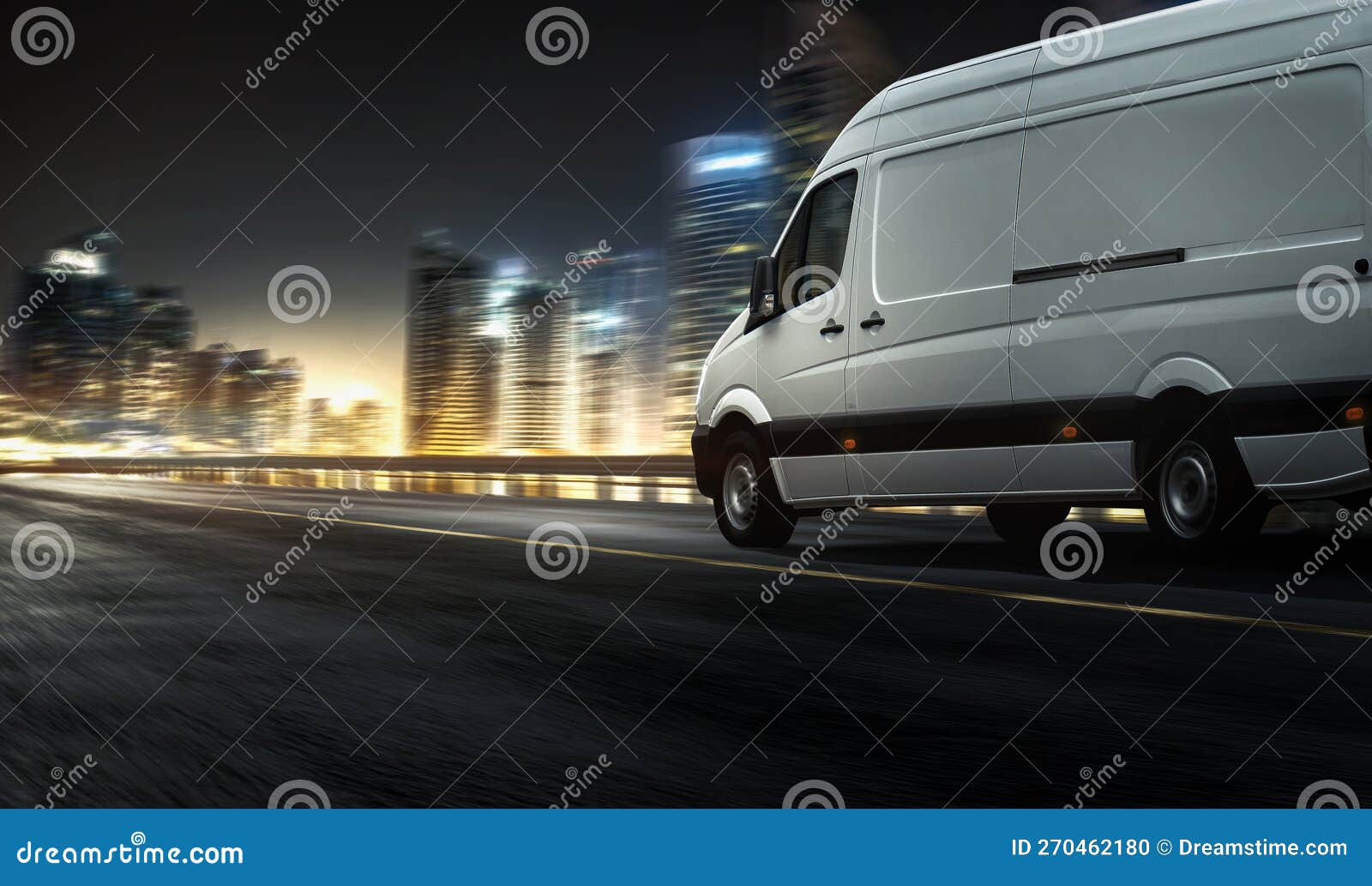 Delivery Truck Driving on a Road at Night Stock Photo - Image of wheel ...