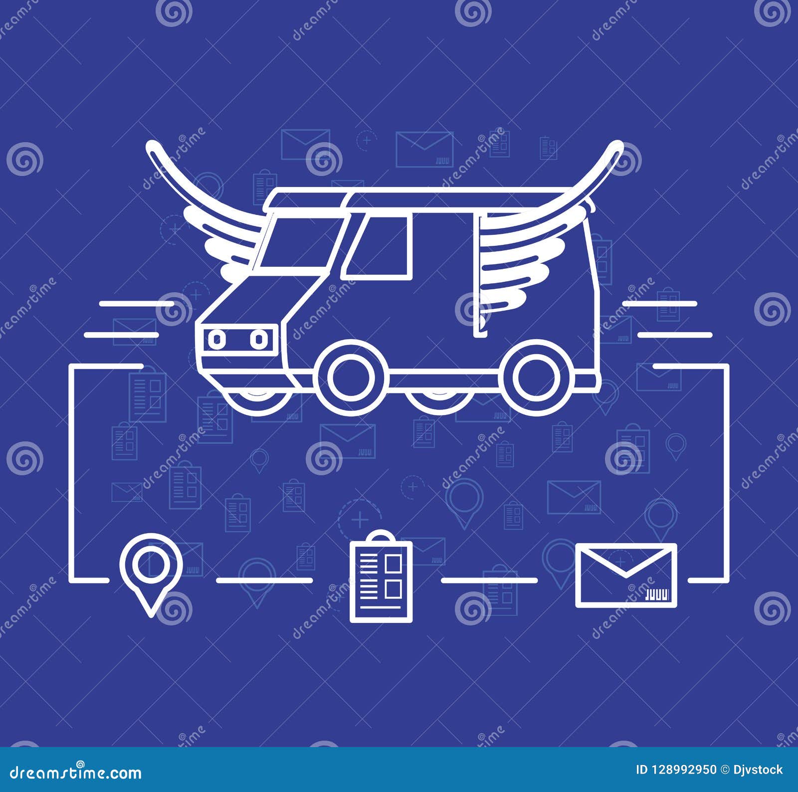 Delivery Truck Flying Logistic Service Stock Vector - Illustration of ...