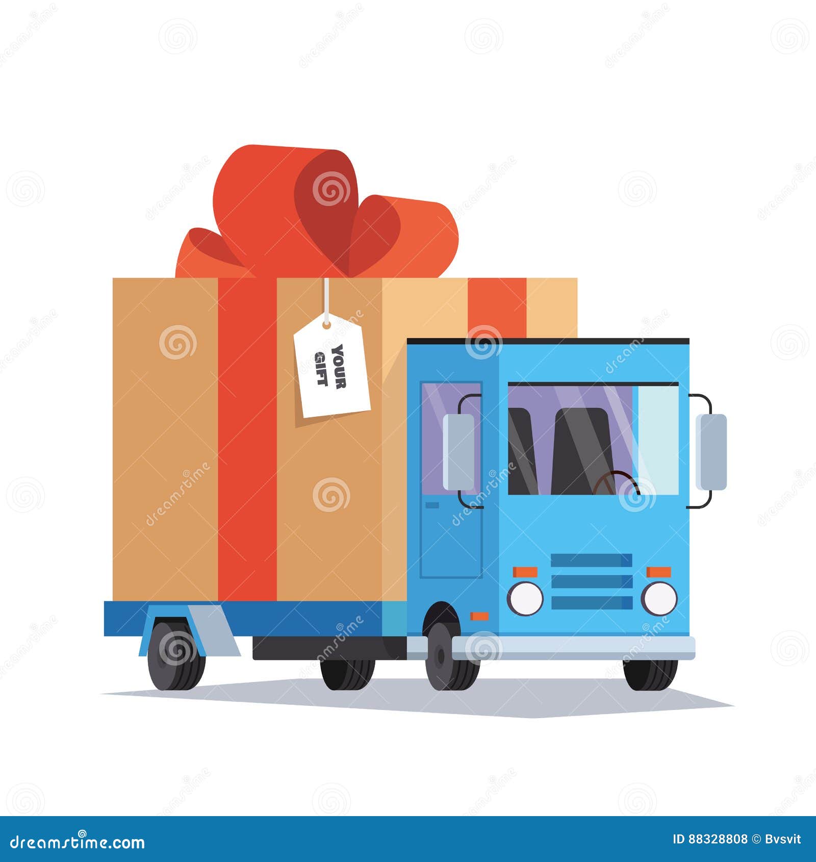 Delivery Truck with Gift. Shipping Concept.Vector Illustration Stock ...