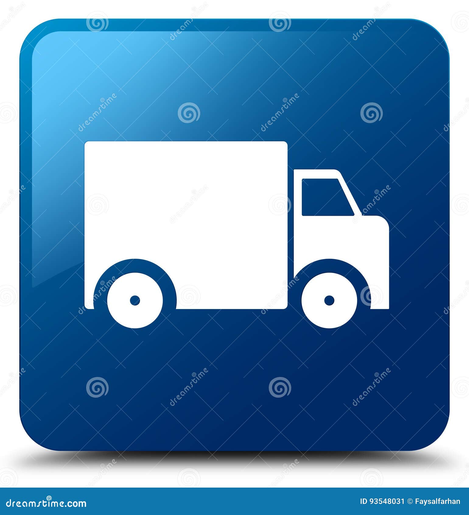 Delivery Truck Icon Blue Square Button Stock Illustration ...