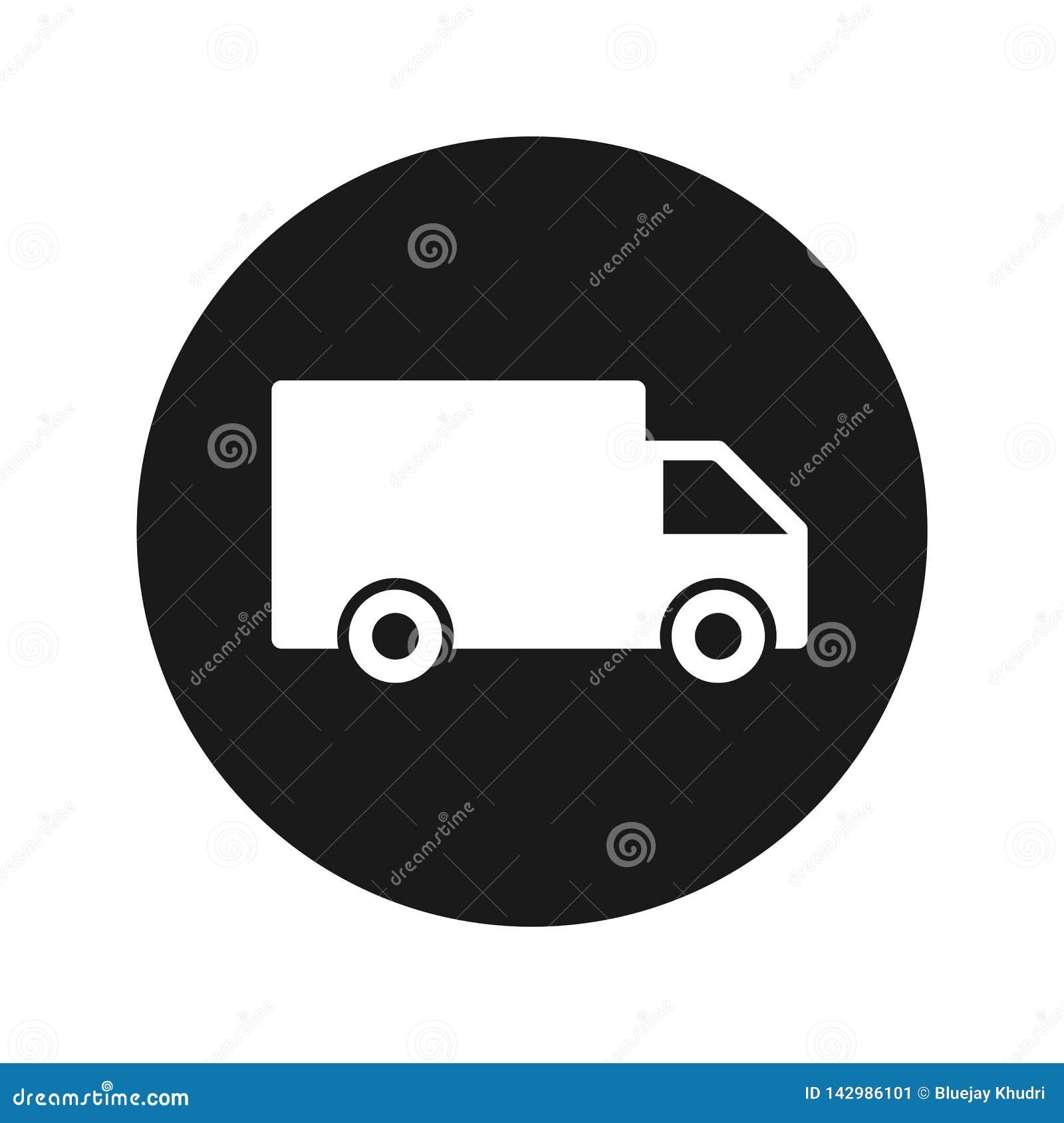 Delivery Truck Icon Flat Black Round Button Vector Illustration Stock ...