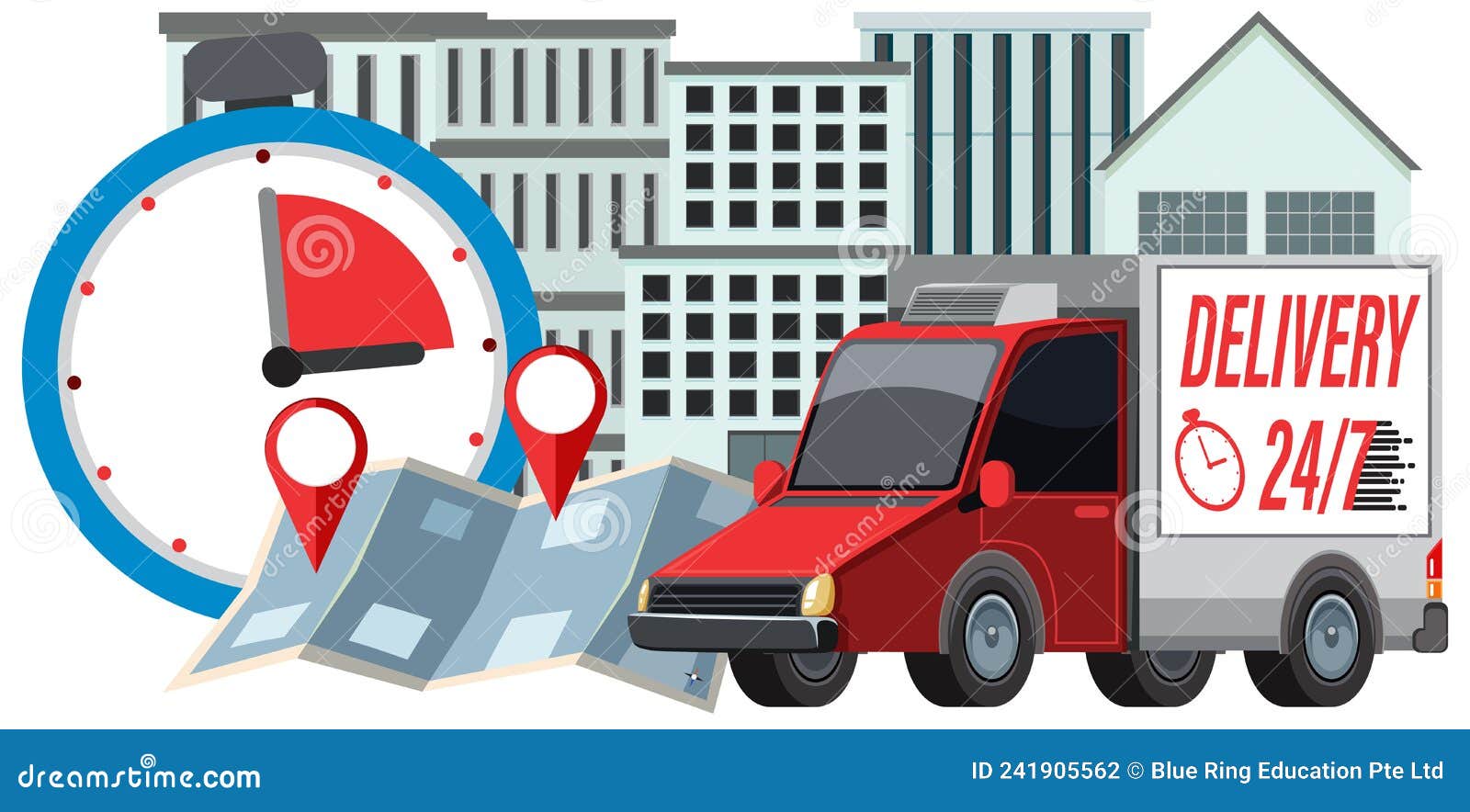 Delivery Truck with Location Pin on Map Stock Vector - Illustration of ...