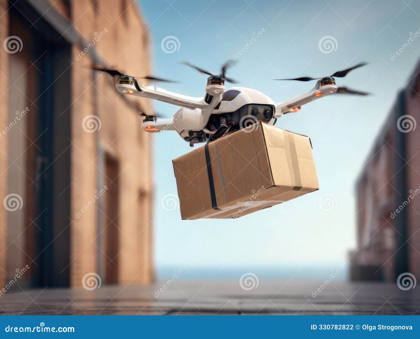 Delivery by the Unmanned Drone. Futuristic Smart Technologies Stock ...