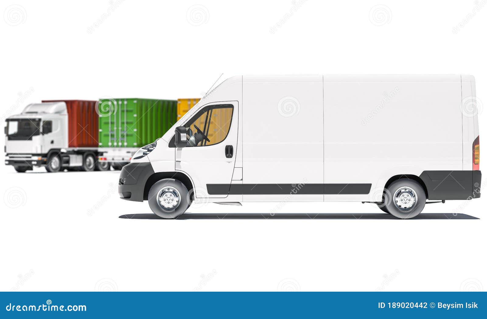 Delivery Van and Cargo Container Trucks in Various Colors Stock ...
